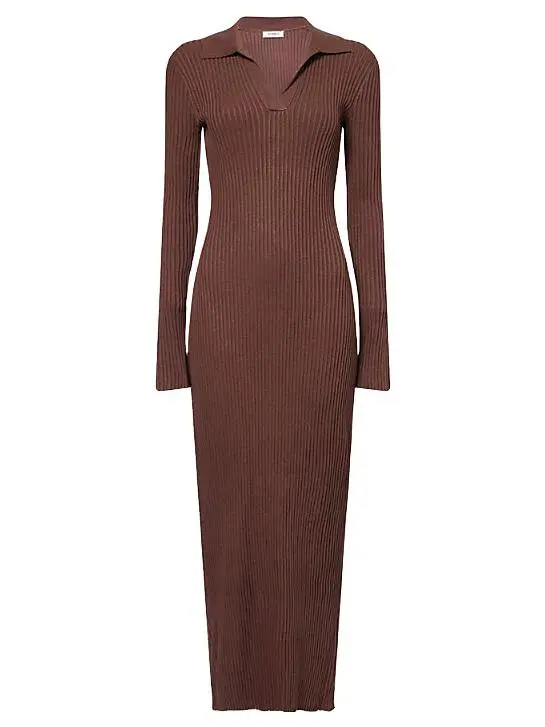 4TH & RECKLESS Corey Rib-knit Maxi Dress - Chocolate