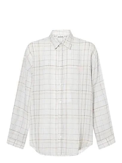 Acne Studios Setar Check-print Woven Shirt - Grey/pink