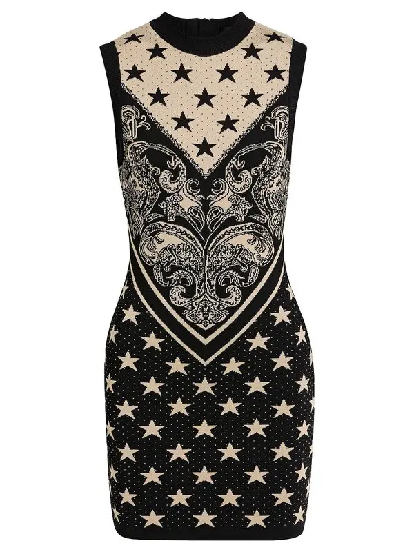 Balmain Jacquard-knit Mini Dress - Black