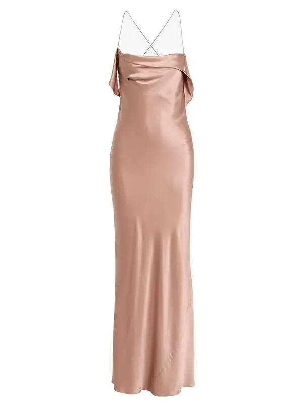 Michelle Mason Draped Silk-satin Gown - Blush