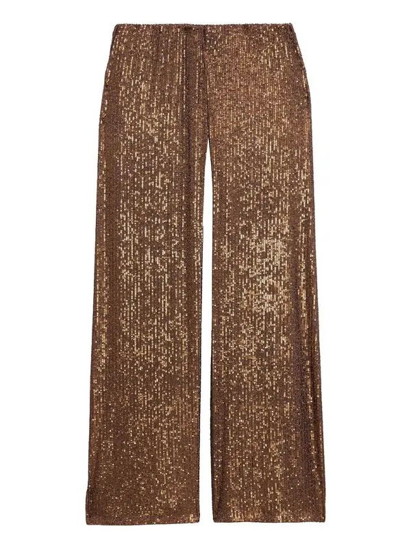 Norma Kamali Sequined Wide-leg Pants - Bronze