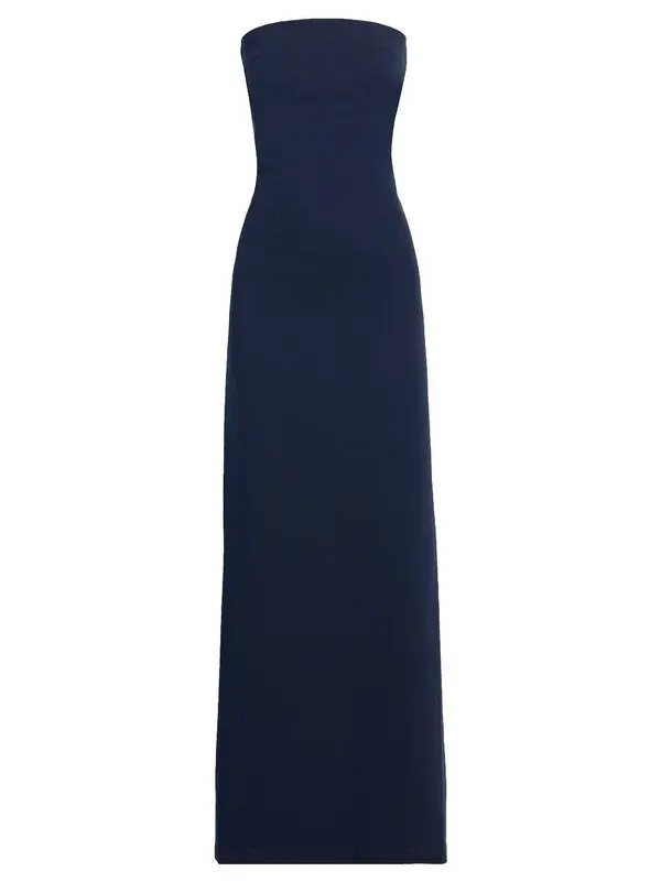 Norma Kamali Strapless French Cotton-blend Terry Gown - Navy