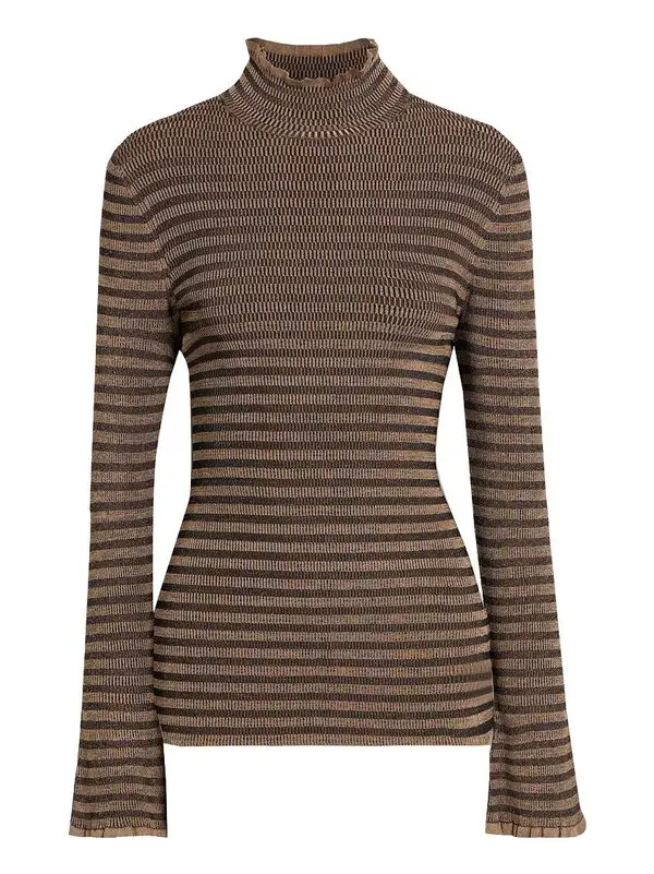 Proenza Schouler Phyllis Ruffled Striped Jacquard-knit Sweater - Brown