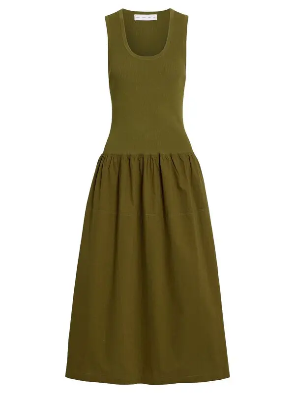 Proenza Schouler Malla Knit-paneled Midi Dress - Army Green
