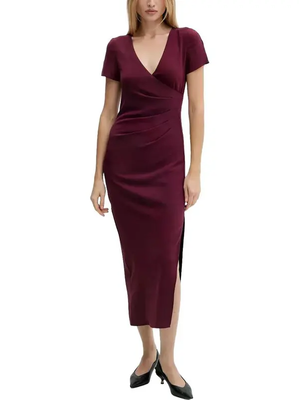 Armani Exchange V-neck Midi Dress - Red