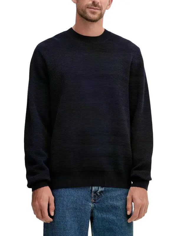Armani Exchange Ribbed Crew Neck Sweater - Blue