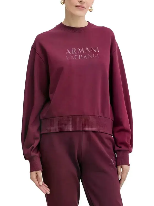 Armani Exchange Logo Crew Neck Top - Red