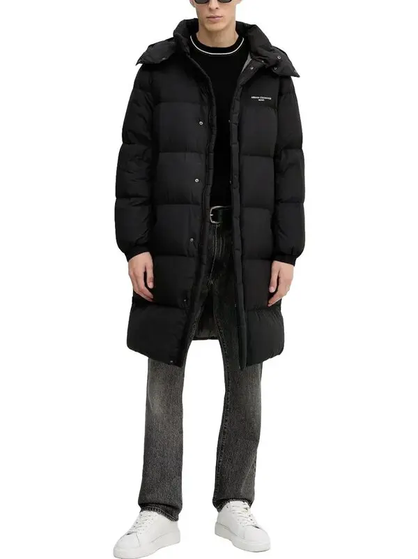 Armani Exchange Hooded Quilted Coat - Black