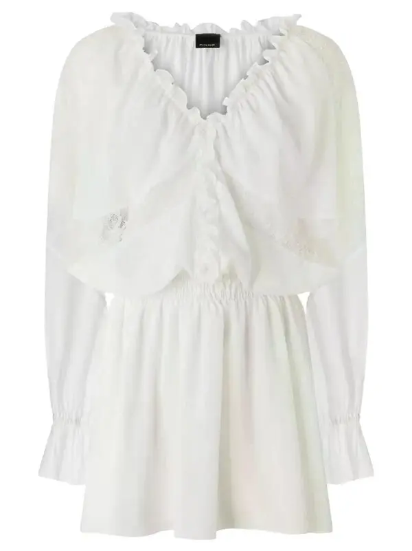 Pinko Lace Detail Ruffled Dress - White
