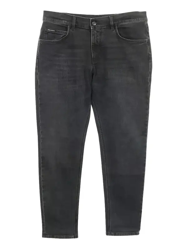 Dolce & Gabbana Logo-plate Denim Trousers - Grey