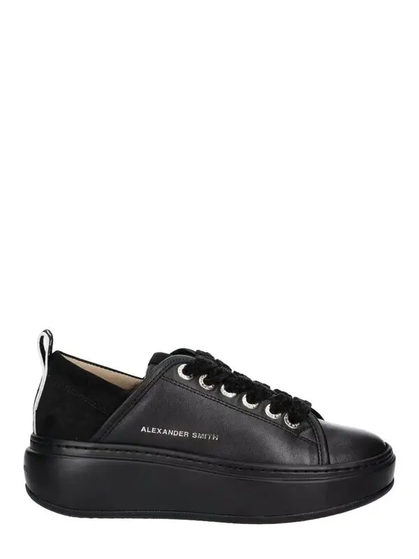 ALEXANDER SMITH Wembley Textured Lace-up Sneakers - Black