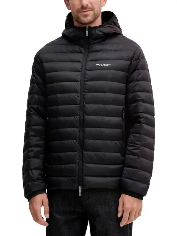 Armani Exchange Quilted Hooded Jacket - Black