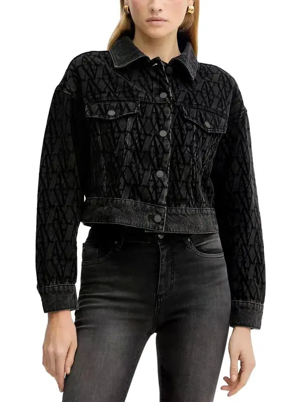 Armani Exchange Patterned Denim Trucker Jacket - Black