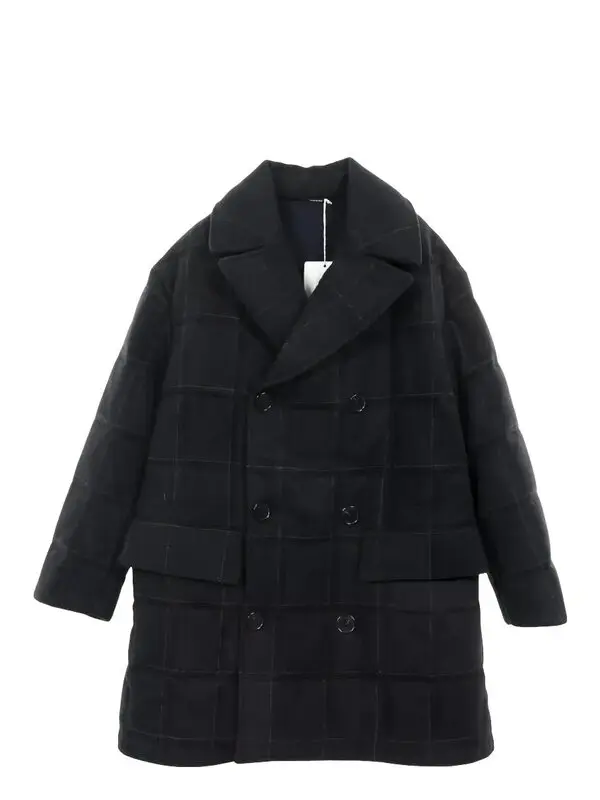 Hermès 2010s Check-pattern Double-breasted Coat - Black