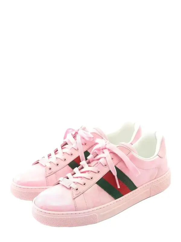 Gucci Gg Crystal Web Stripe Sneakers - Pink