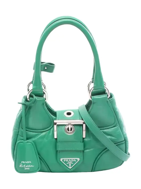 Prada 2020 Moon Leather Shoulder Bag - Green
