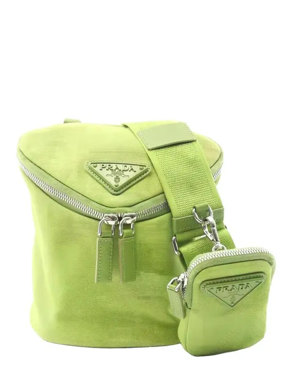Prada 2010s Triangle Logo Shoulder Bag - Green