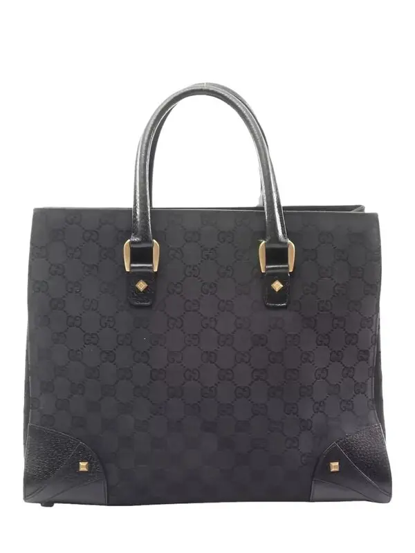 Gucci 2000s Nailhead Gg Canvas Tote Bag - Black