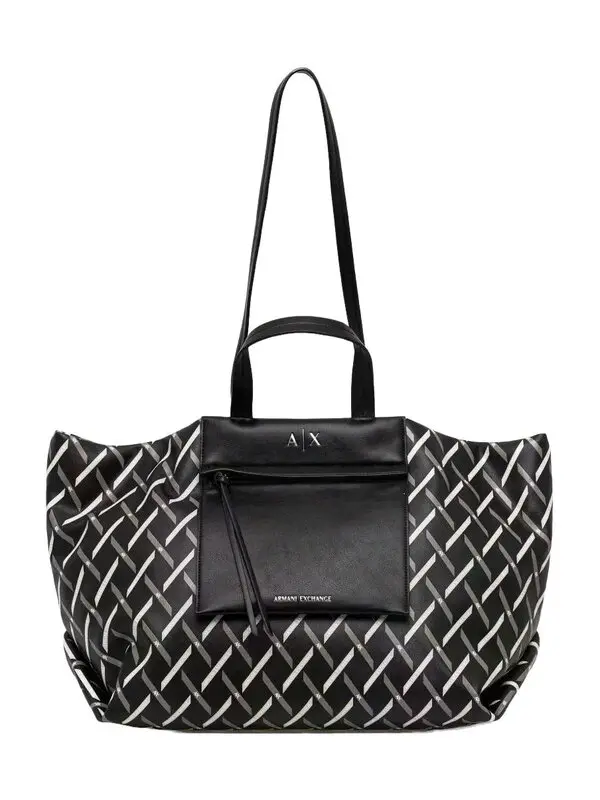 Armani Exchange Patterned Tote Bag - Black