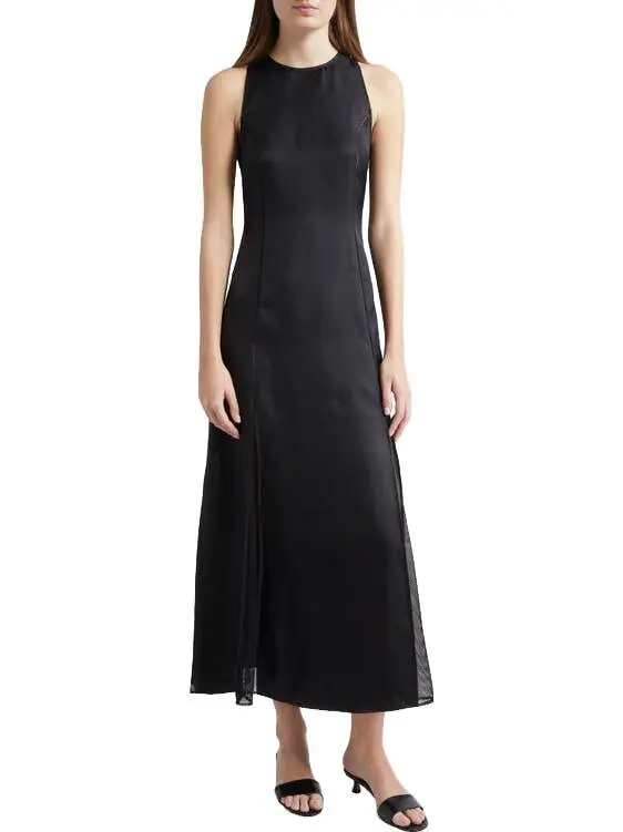 Loulou De Saison Iraka Silk Twill Midi Dress - Black