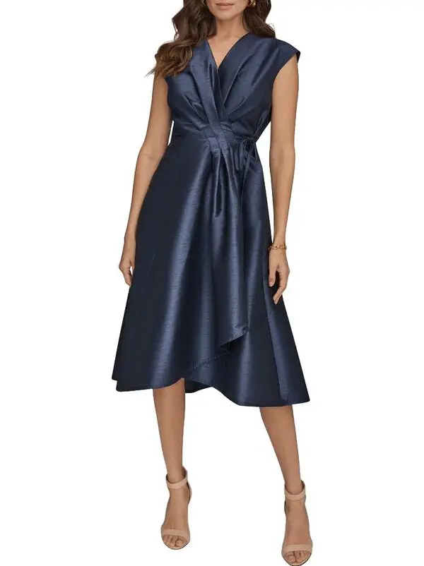 Donna Karan New York Taffeta Wrap Midi Dress - Taffeta Blue