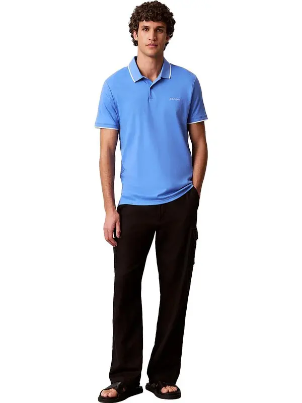 Calvin Klein Liquid Touch Tipped Polo Shirt - Blue Twilight