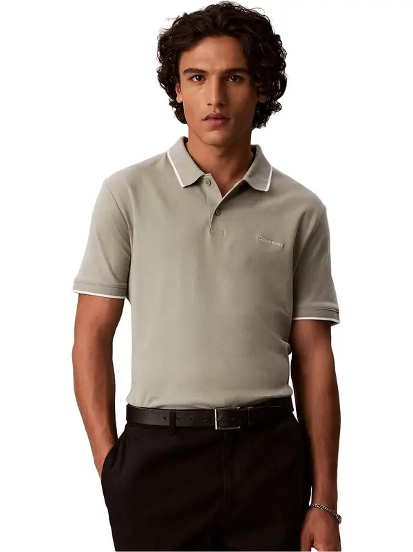 Calvin Klein Liquid Touch Tipped Polo Shirt - Shadow