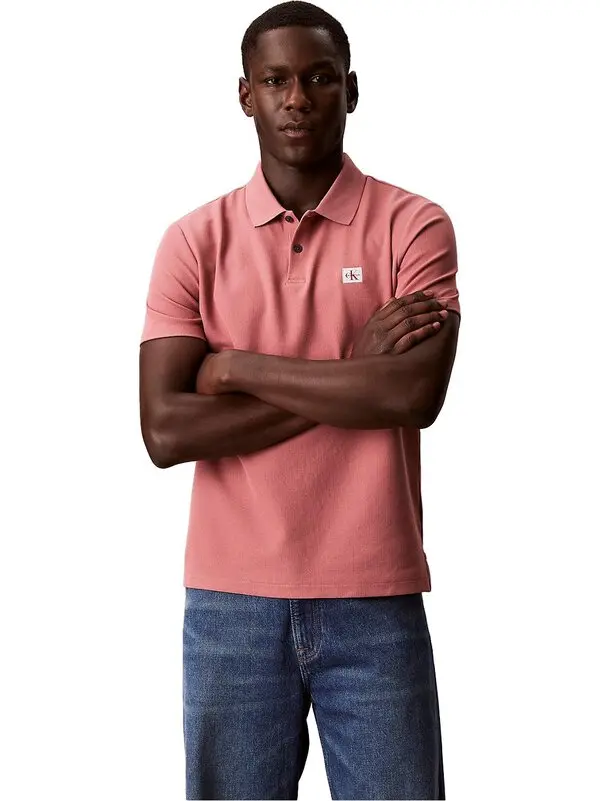 Calvin Klein Woven Monologo Classic Polo Shirt - Light Mahogany