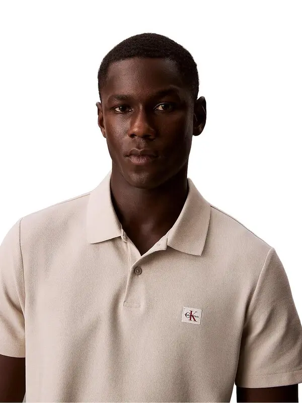 Calvin Klein Woven Monologo Classic Polo Shirt - Unbleached