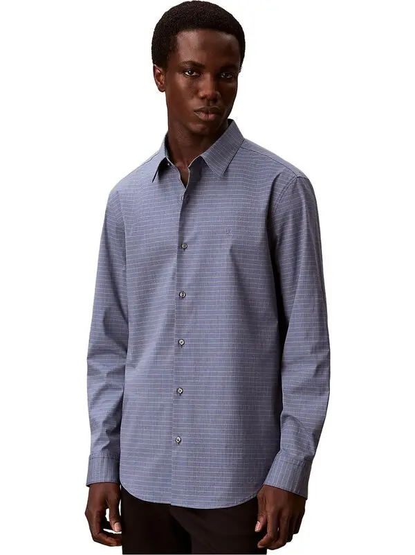 Calvin Klein Cotton Stretch Grid Button-down Shirt - Vintage Indigo