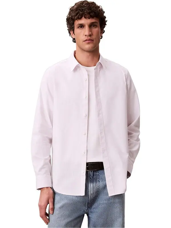 Calvin Klein Cotton Stretch Stripe Oxford Classic Button-down Shirt - Ballet Slipper