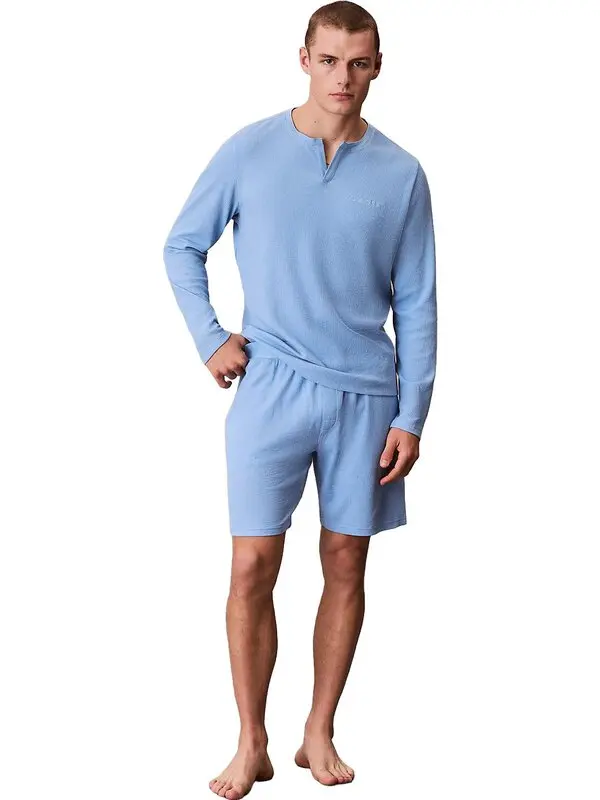 Calvin Klein Waffle Knit Sleep Short - Gulf Blue