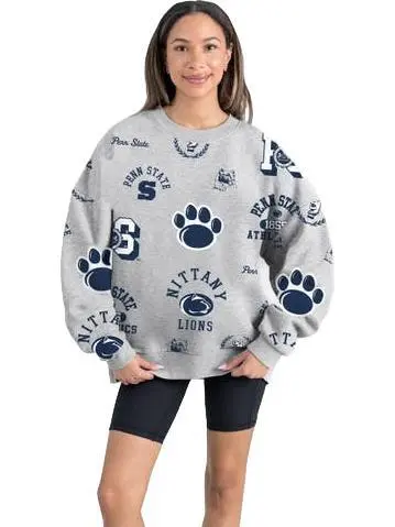 GAMEDAY COUTURE Penn State Nittany Lions Allover Print Fleece Sweatshirt - Gray