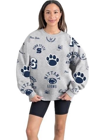 GAMEDAY COUTURE Penn State Nittany Lions Allover Print Fleece Sweatshirt - Gray