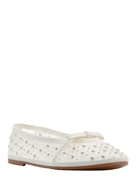 Aldo Aurabella Embellished Ballet Flat - White/pearl