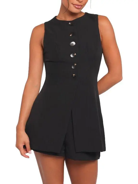 PETAL & PUP Sleeveless Split Front Tunic - Black