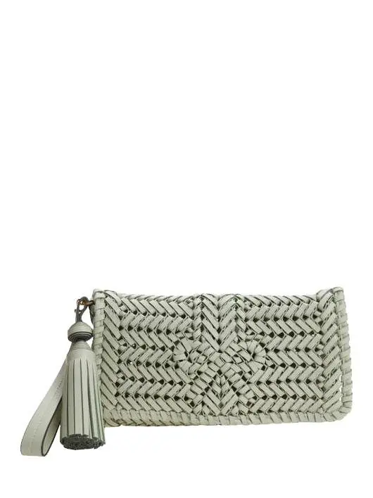 ANYA HINDMARCH Neeson Herringbone Woven Leather Clutch - Iceberg