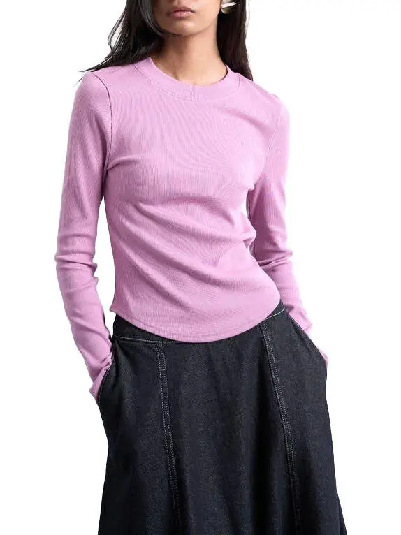 Topshop Long Sleeve Ribbed Top - Pink