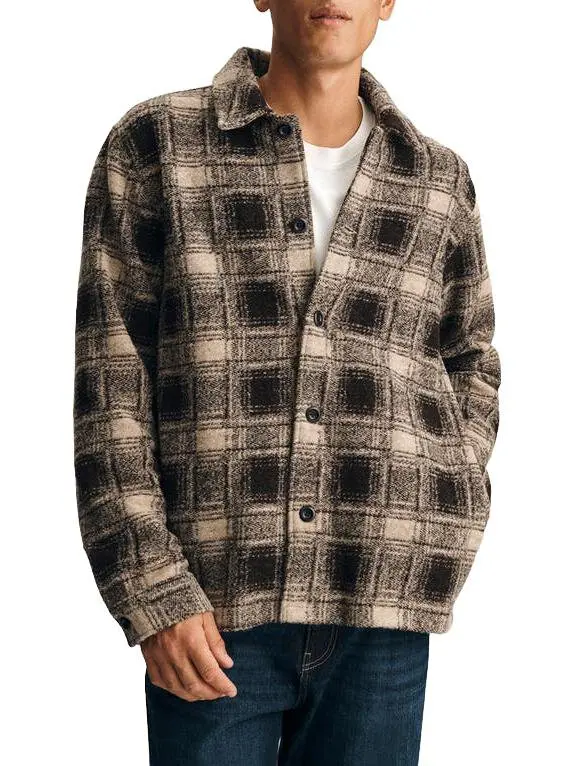 MAVI Wool Blend Check Overshirt - Brown