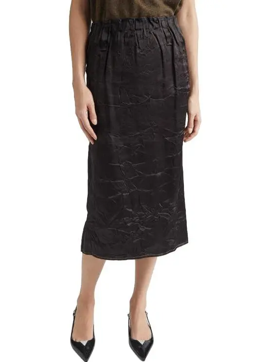 NACKIYE Crayon Crinkled Satin Pencil Skirt - Noir