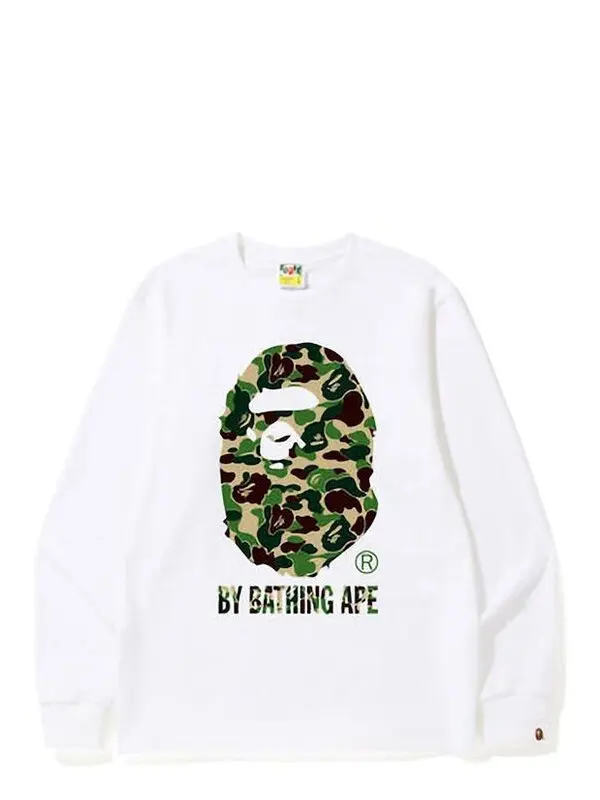 A BATHING APE Abc Camo Bathing Ape Long Sleeve Tee Shirt - White Green
