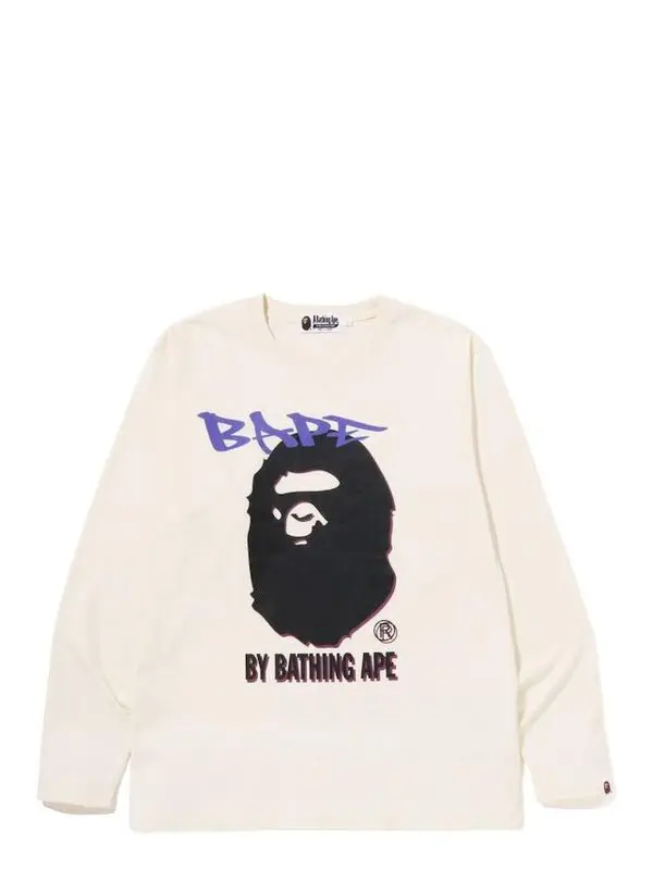 A BATHING APE Double Print Long Sleeve Tee Shirt - Ivory