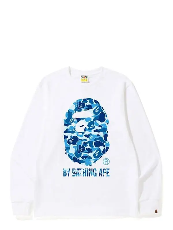 A BATHING APE Abc Camo Bathing Ape Long Sleeve Tee Shirt - White Blue