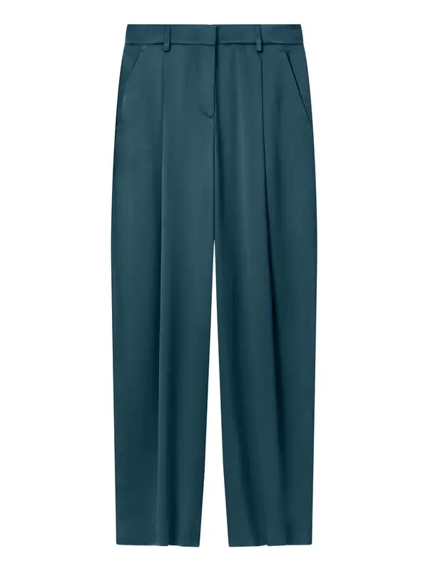 Giorgio Armani Silk Double Satin Single-pleat Trousers - Green
