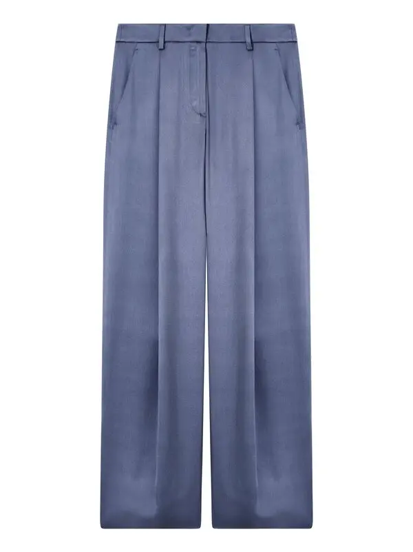 Giorgio Armani Silk Double Satin Single-pleat Trousers - Light Blue