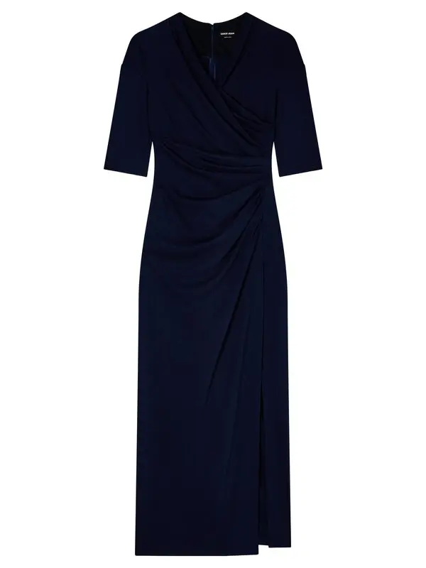 Giorgio Armani Viscose-blend Milano-stitch Midi Dress - Blue