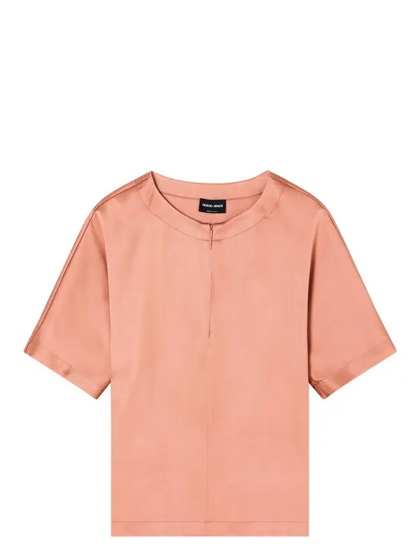 Giorgio Armani Short-sleeved Silk Satin Shirt - Orange
