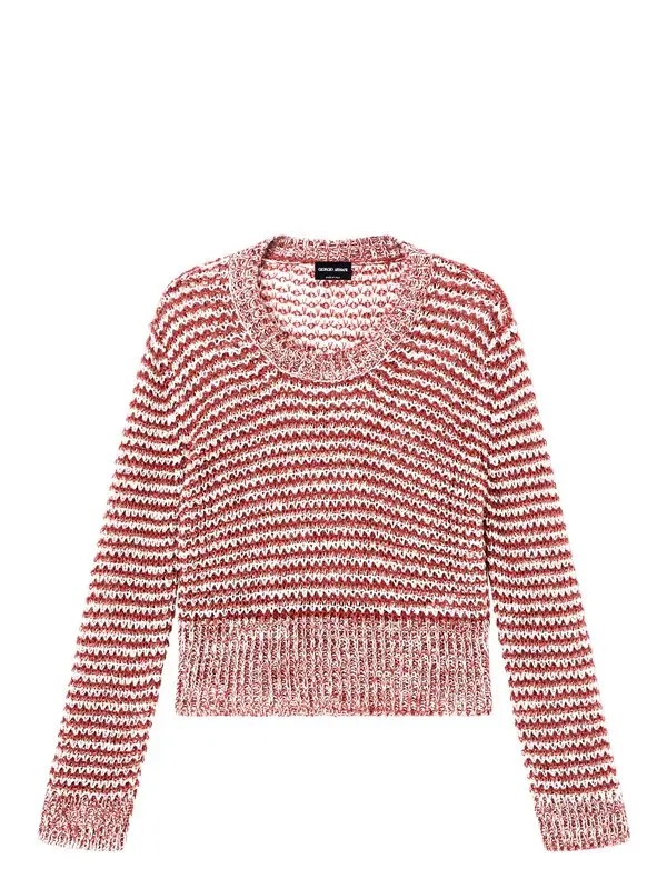Giorgio Armani Linen-blend Crew-neck Jumper - Striped