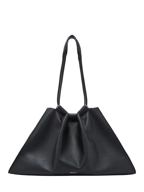 Giorgio Armani Large Nappa Leather Shopper - Black