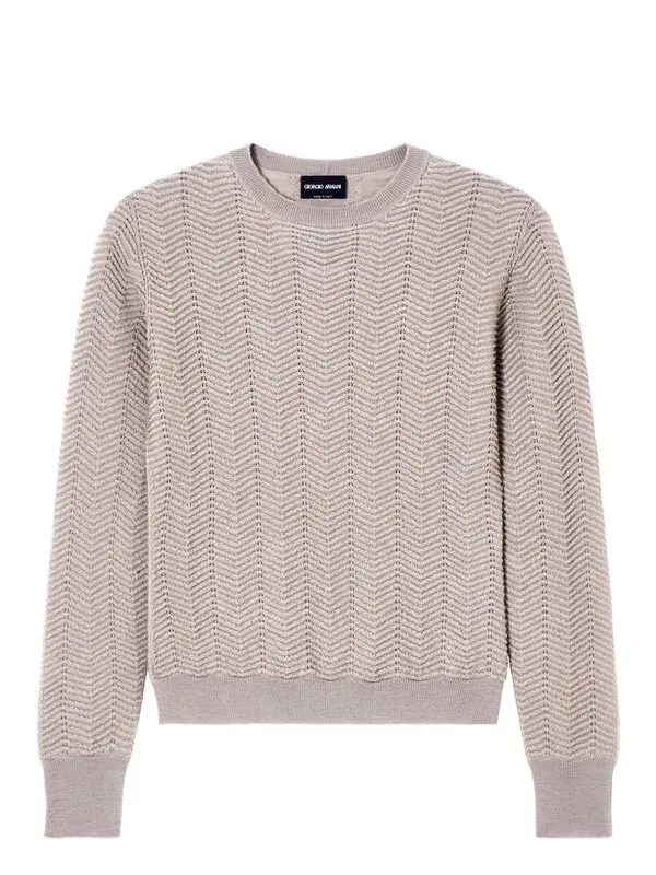 Giorgio Armani Cashmere And Silk Chevron Jumper - Beige